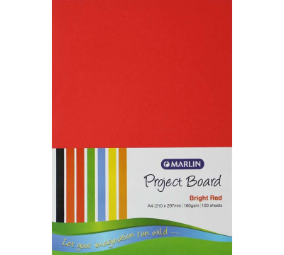 Marlin Project Boards A4 160gsm 10's Bright Red - 027G-RED