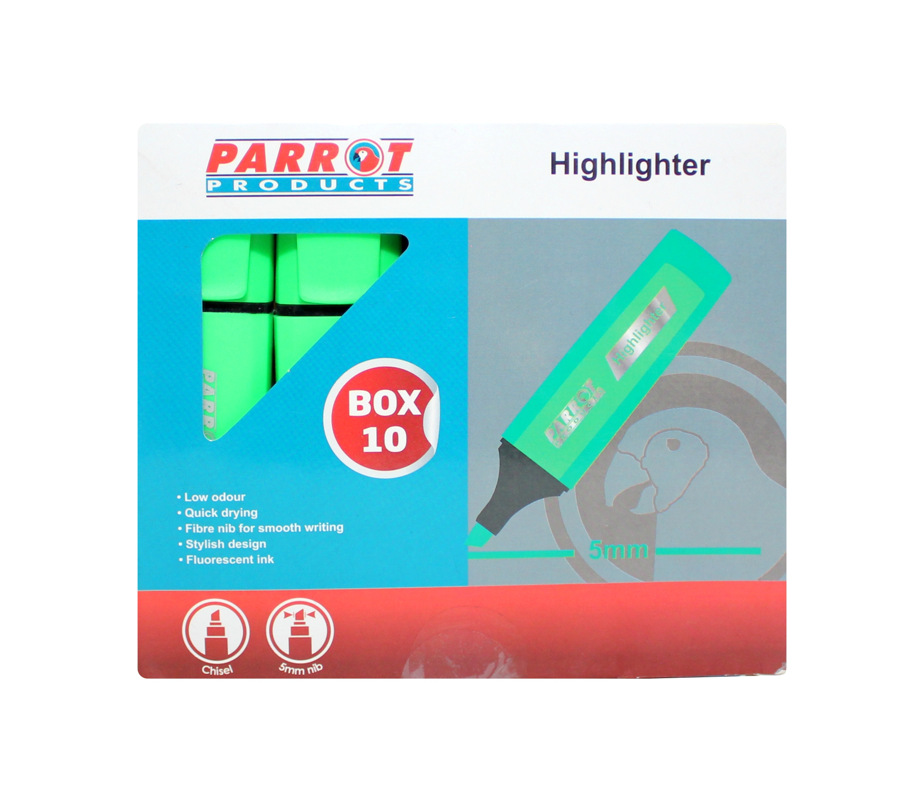 Parrot Highlighter Marker Box (10 Markers) - PH1001G