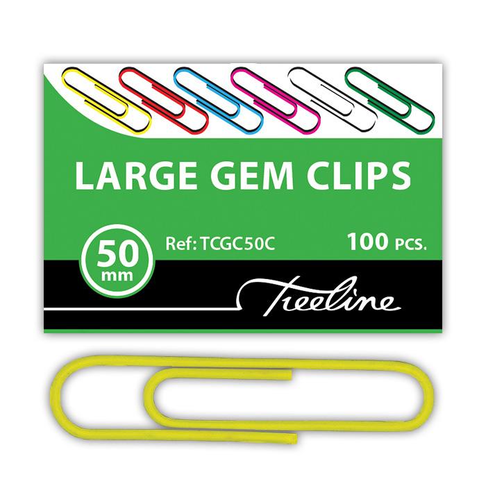 Treeline Paper Clips 50mm PVC Assorted 100s - 30-0098-30