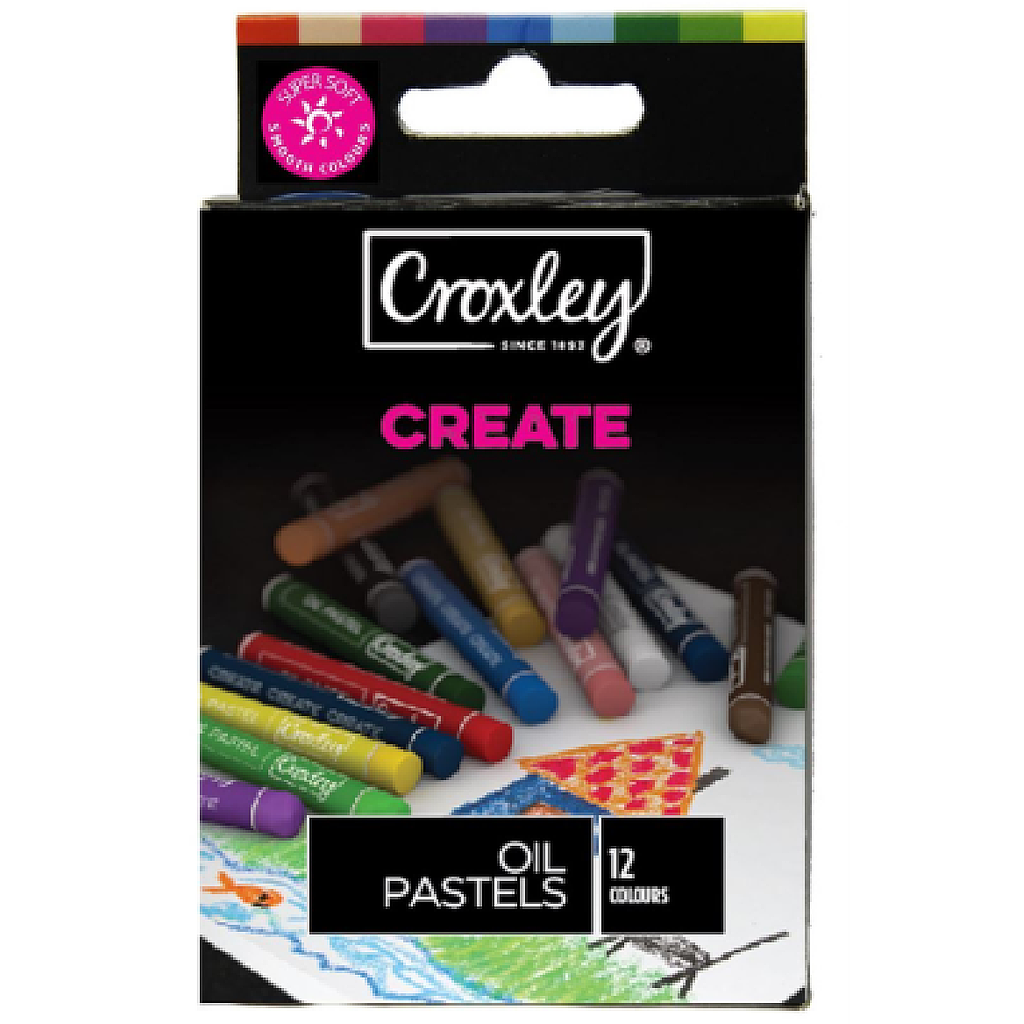 CROXLEY Create 8mm Round Oil Pastels Box of 12 - CRA212