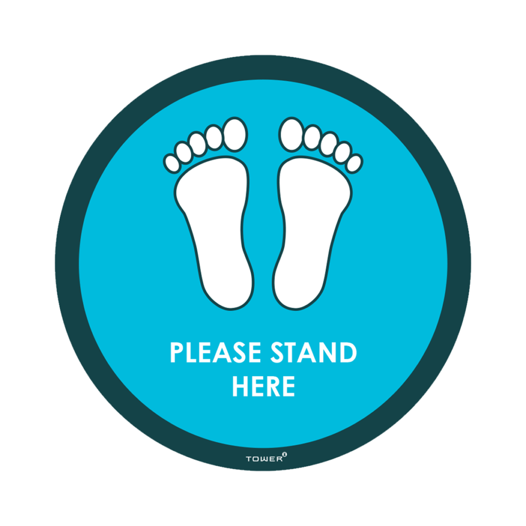 190mm diameter Tower please stand here decals-SIGNPSH - DM Office Solutions