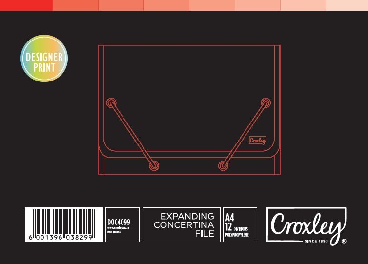 CROXLEY Designer A4 Expanding File Assorted - DOC4099