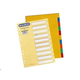 Marlin File Dividers A4 Bright Board 10 Tab - 020S