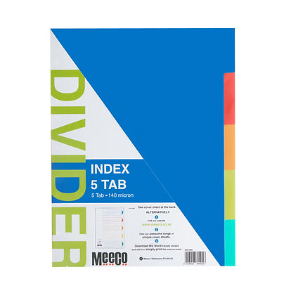 Meeco A4 Plastic Index 5 Tab Plain Multi Colour – NX1405 – Stationery ...