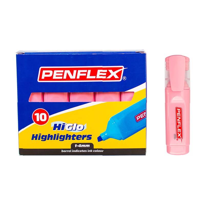 Penflex HiGlo Highlighter Pastel Pink Box of 10 – 36-1928-08 ...