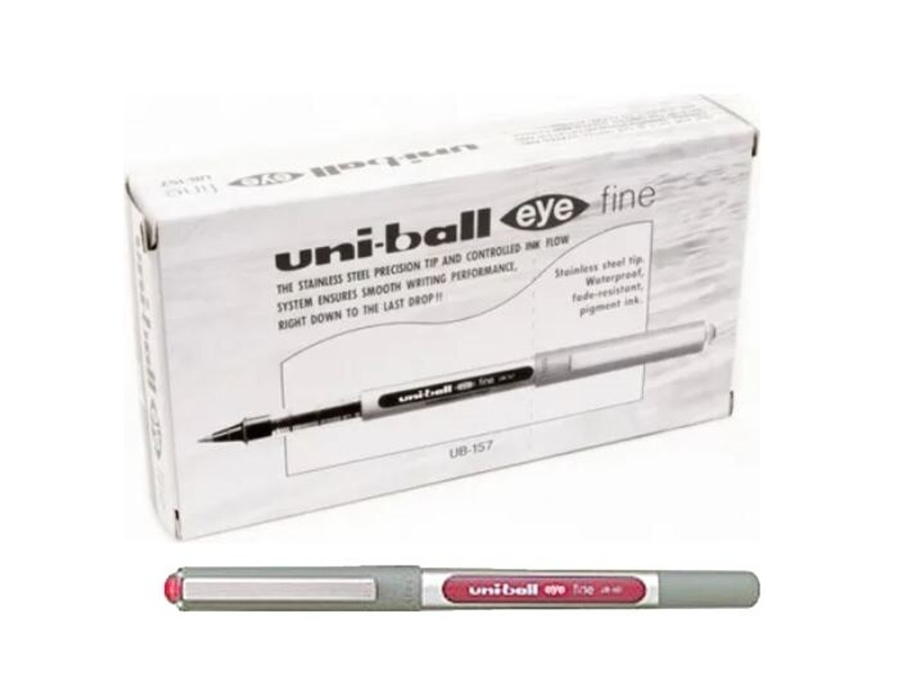 Uni-ball UB-157 Wine Red 0.7mm Fine Rollerball Pen with Cap and Grip ...